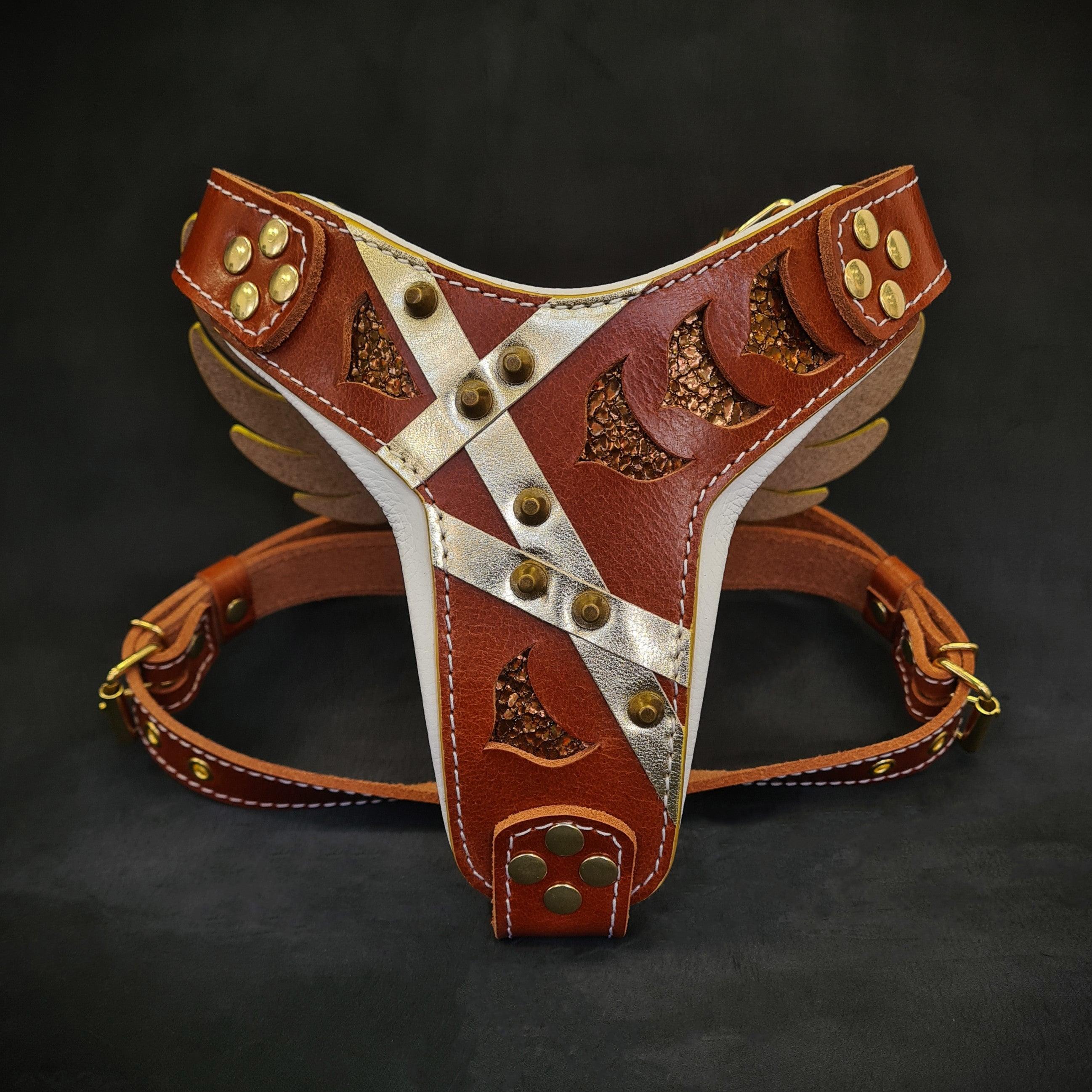 The "Hermes" leather harness - Small to Medium Size – Bestia Dog Gear